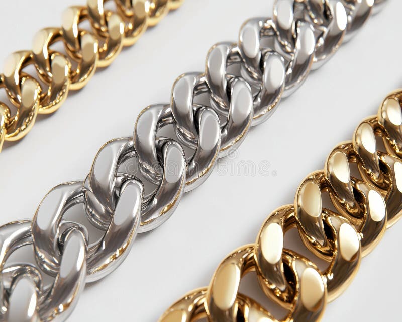 Isolated Gold and Silver Chains on White Background from the Silver ...