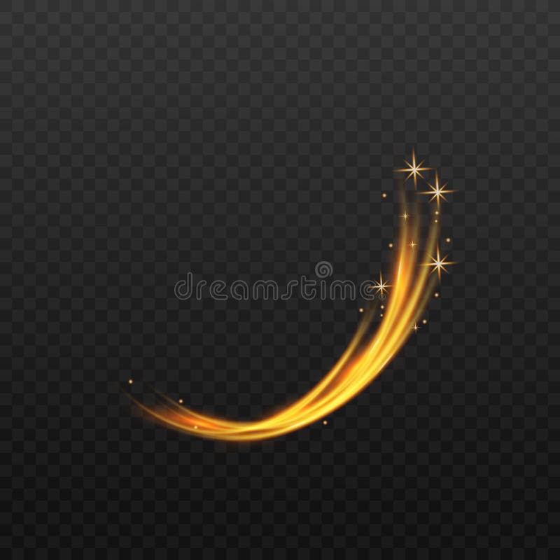 Isolated Gold Sparkle Trail in Arch Motion Shape - Magic Light Flow ...