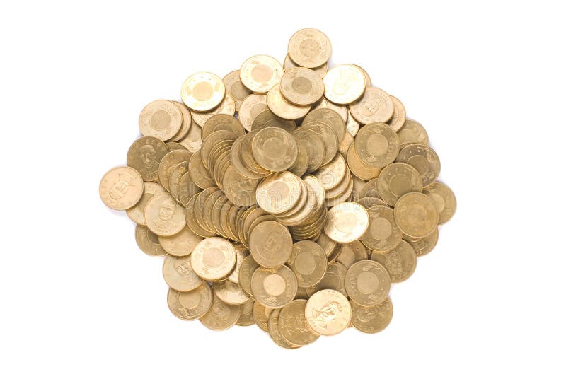 Isolated golden coin stack stock image. Image of bank - 13041737