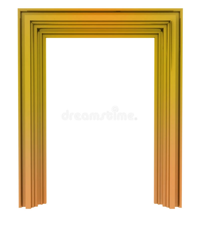 Isolated Golden Decorative Door Frame Stock Illustration - Illustration ...