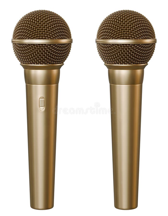 Isolated Golden Microphone stock image. Image of song - 323054335