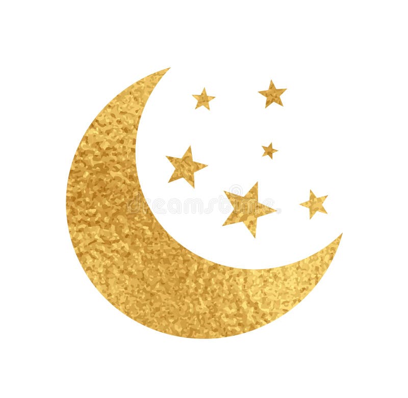 Isolated Golden Foil Texture Moon and Star Design Stock Vector ...