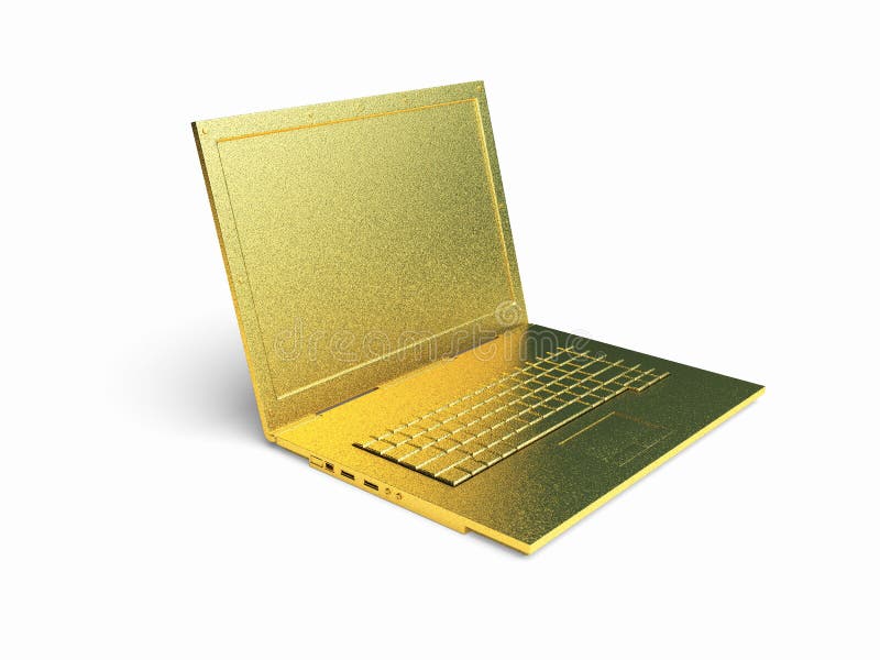 Isolated golden laptop stock illustration. Illustration of decorative ...
