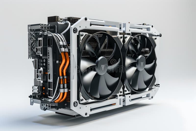 Modern GPU Cooling System Isolated on White. Concept of Computer ...