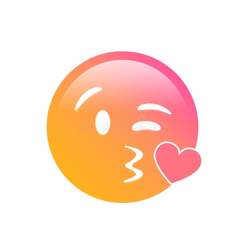 Isolated Gradient Smiley Face with Kissing Mouth Icon Stock ...