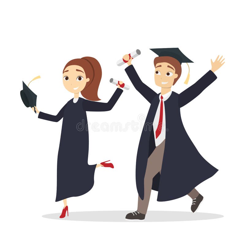Graduated Students. Graduates with Teacher, Cartoon College End ...