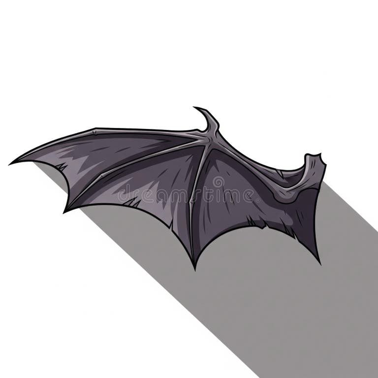 Isolated Gray Bat Wing with Pixelated Details and Angular Shadow on ...