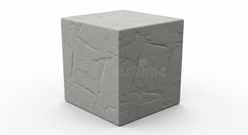 Isolated Gray Stone Cube with Rough Texture on White Background Stock ...