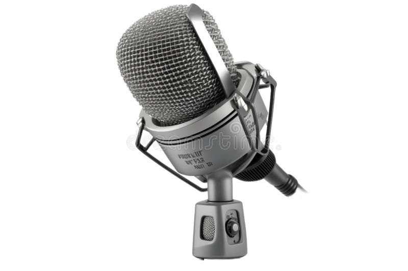 Isolated Gray Studio Condenser Microphone on Transparent Background ...