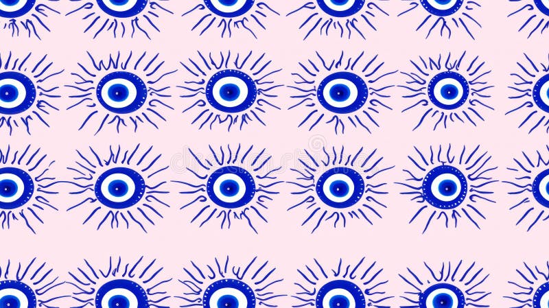 Isolated Greek Amulet Evil Eye Seamless Pattern.Turkish Eye in a Blue ...
