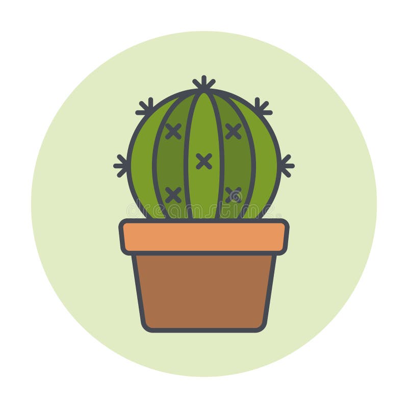 Isolated Green Cactus on a Colored Circle Frame Vector Stock Vector ...