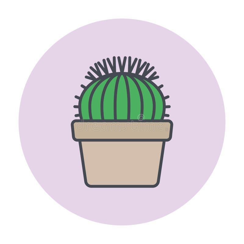 Isolated Green Cactus on a Colored Circle Frame Vector Stock Vector ...