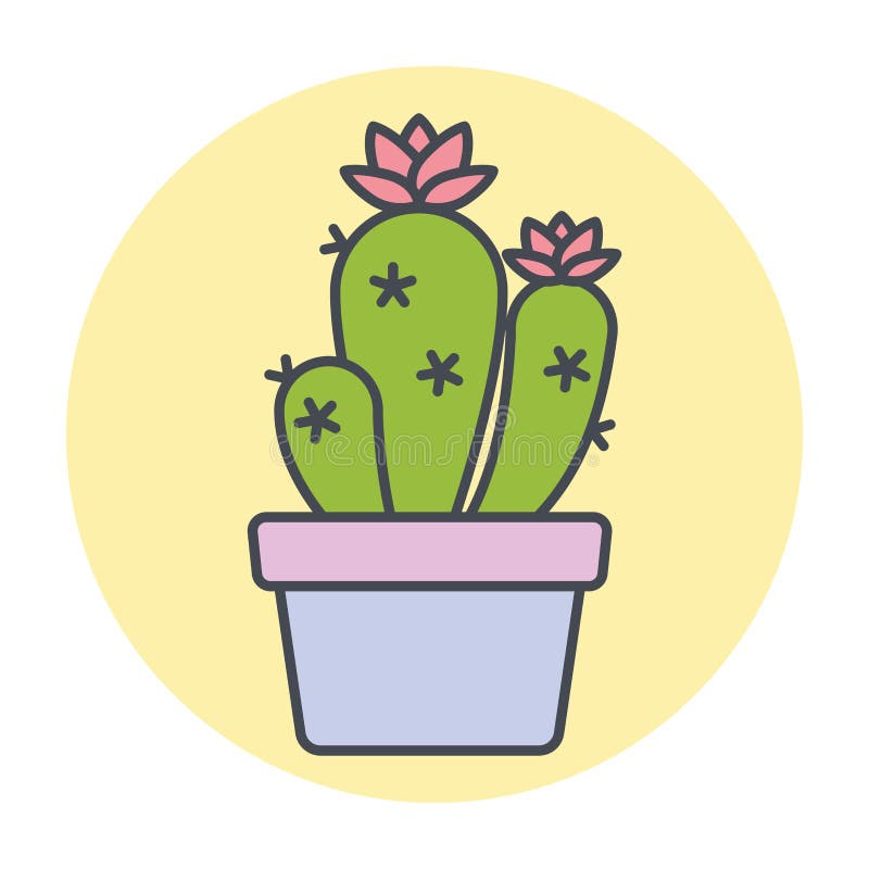 Isolated Green Cactus on a Colored Circle Frame Vector Stock Vector ...