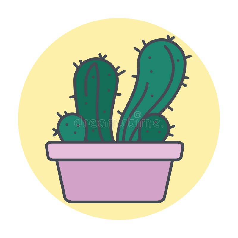 Isolated Green Cactus on a Colored Circle Frame Vector Stock Vector ...