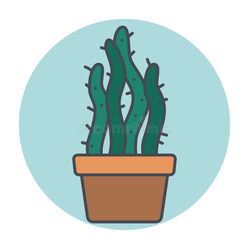 Isolated Green Cactus on a Colored Circle Frame Vector Stock Vector ...