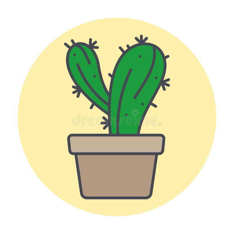 Isolated Green Cactus on a Colored Circle Frame Vector Stock Vector ...