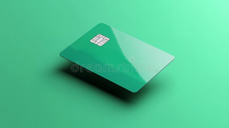 Isolated Green Card with Chip on a Matching Background Casting a Soft ...