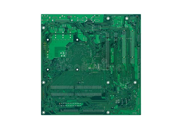 Isolated Green Circuit Board Back Side Stock Photo - Image of microchip ...