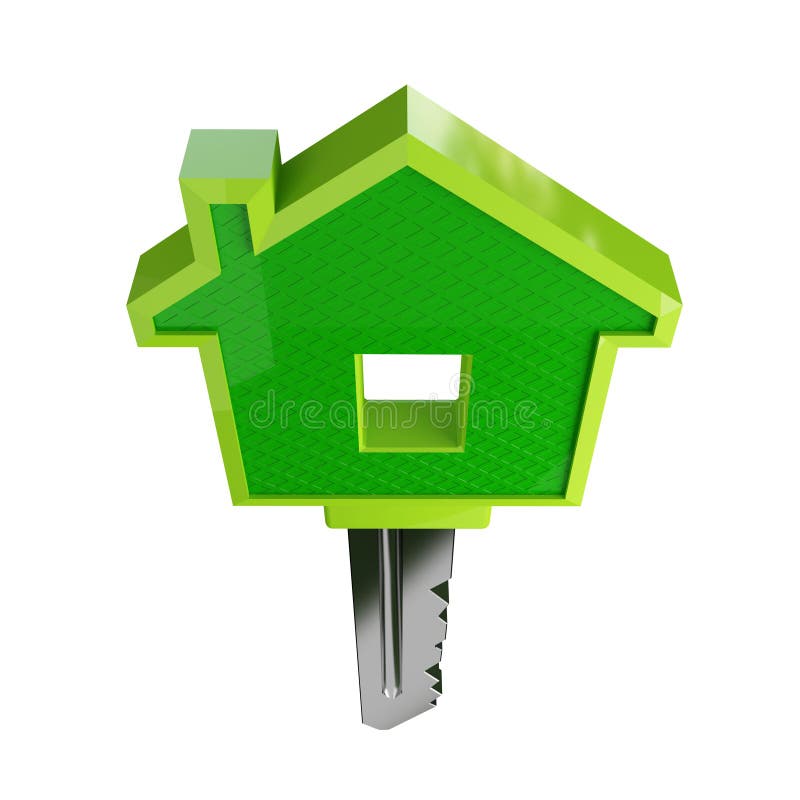Isolated Green Eco House Key Stock Illustration - Illustration of door ...