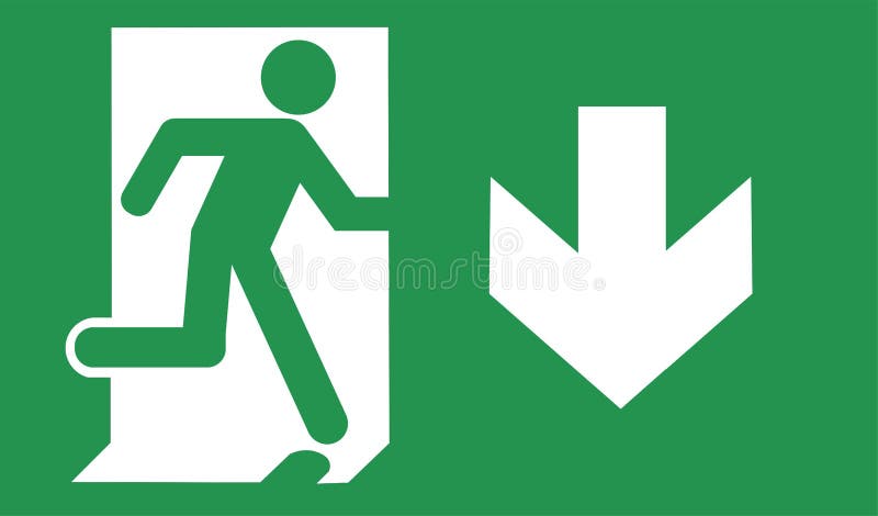 Isolated Green Fire Exit Down Icon. Concept of Emergency and Evacuation ...