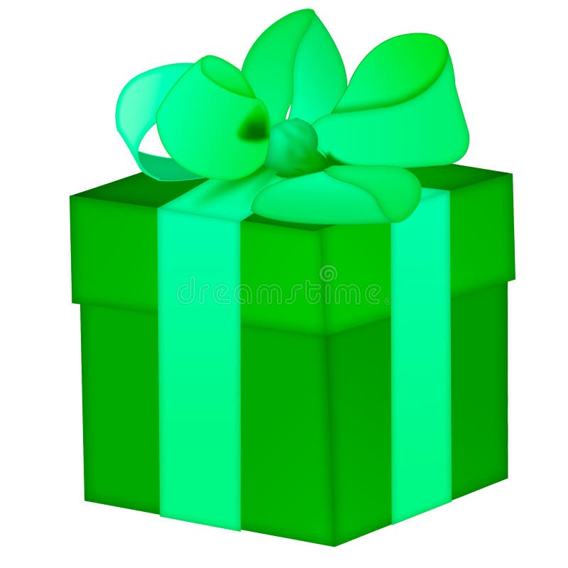 Isolated Green Gift Box with Green Ribbon Stock Illustration ...