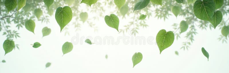 Isolated Green Leaves Falling in Slow Motion on Transparent Light ...