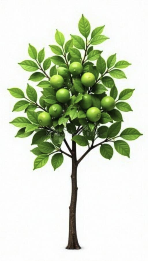 Isolated Green Lime Tree Branch Against White, White, Tree, Minimalism ...