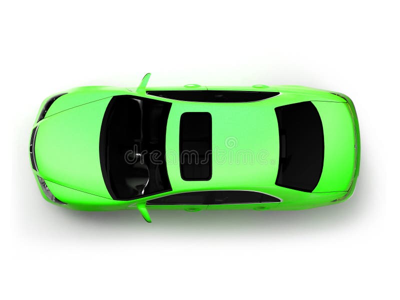 Isolated Green Modern Car Top View Stock Illustration - Illustration of ...