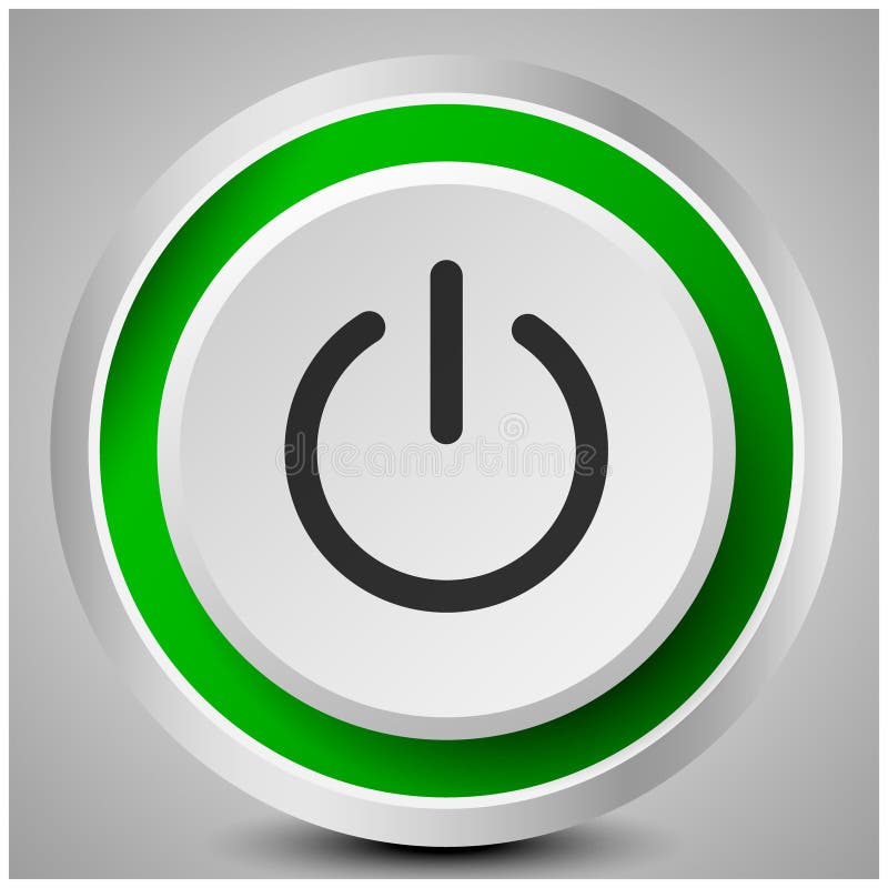 Isolated Green Power Button with Switch Symbol Vector Design. Stock ...