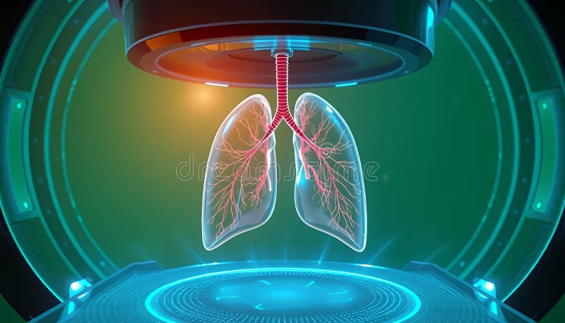 Translucent Lung Model with Red Capillaries Isolated on Green Screen ...