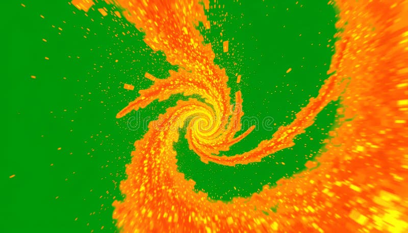 Isolated Orange and Yellow Cube Spiral Visual Effect on Green Screen ...