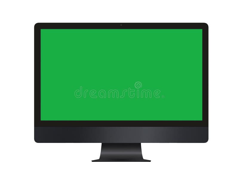 Isolated Green Screen Black Professional Computer on White Background ...