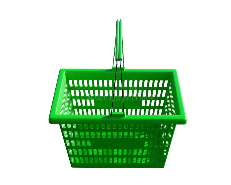 Isolated Green Shopping Basket with Handles Top View Stock Photo ...
