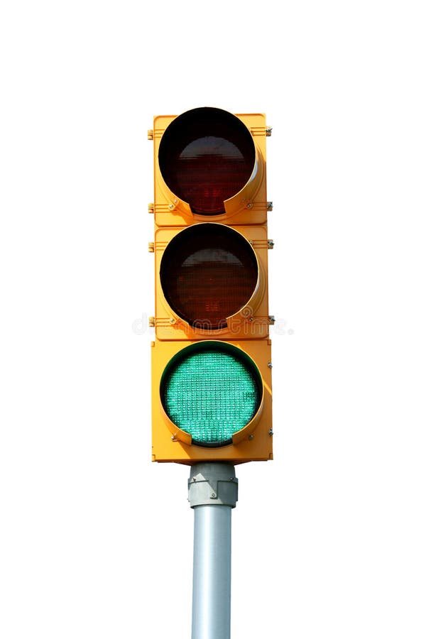 Isolated Green Traffic Signal Light Stock Image - Image of warning ...