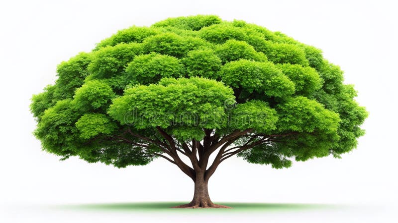 Isolated Green Tree Silhouette on White Background a Minimalist ...