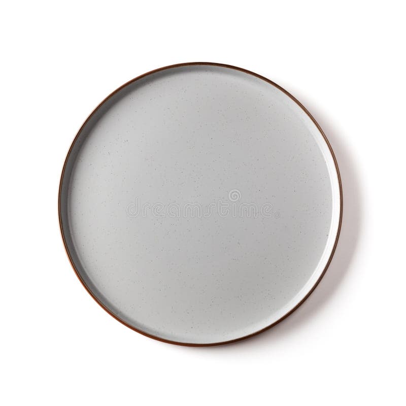 Isolated Ceramic Grey Plate on a White Background. Stock Image - Image ...