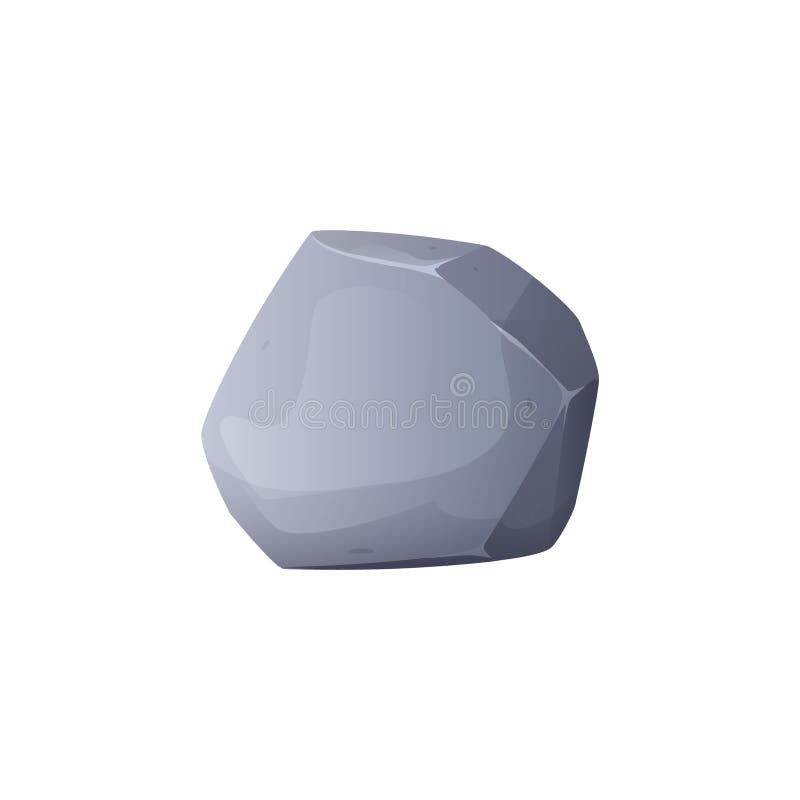 Isolated Grey Stone, Cartoon Style Vector Illustration on White Stock ...