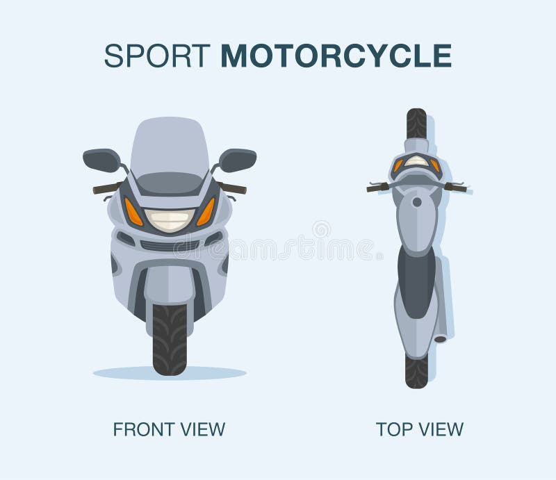 Isolated Grey or White Sport Motorcycle. Front and Top View Stock ...