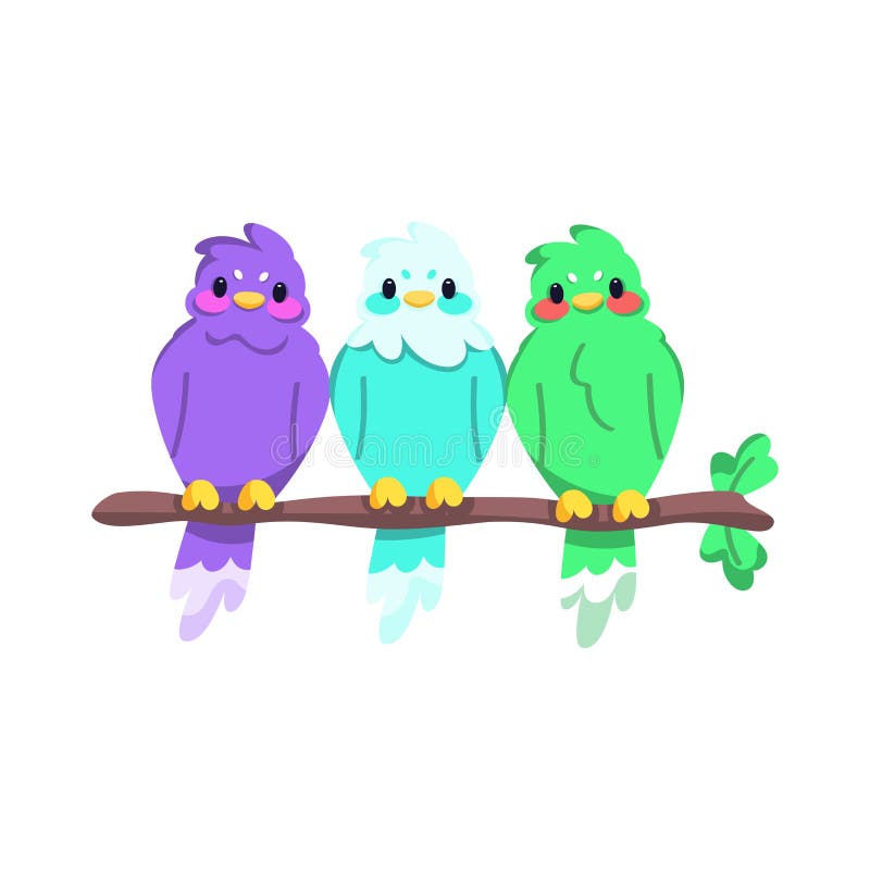 Isolated Group of Cute Birds on a Branch Vector Stock Vector ...