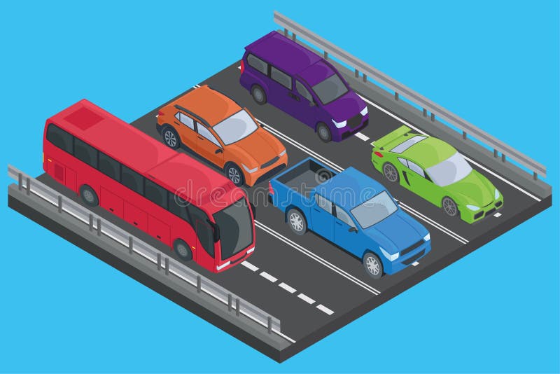 Isolated Group of Isometric Cars on an Avenue Stock Vector ...