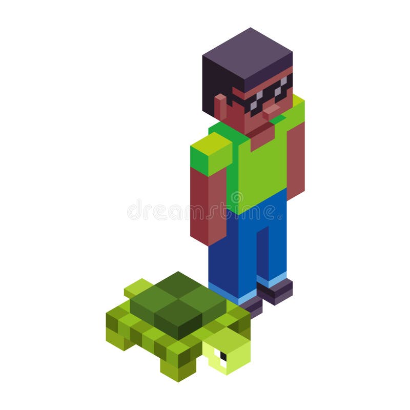 Isolated Guy Turtle Minecraft Vector Illustration Stock Vector ...