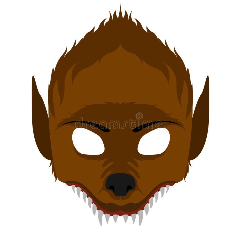 Werewolf Mask for Halloween Stock Vector - Illustration of brown ...