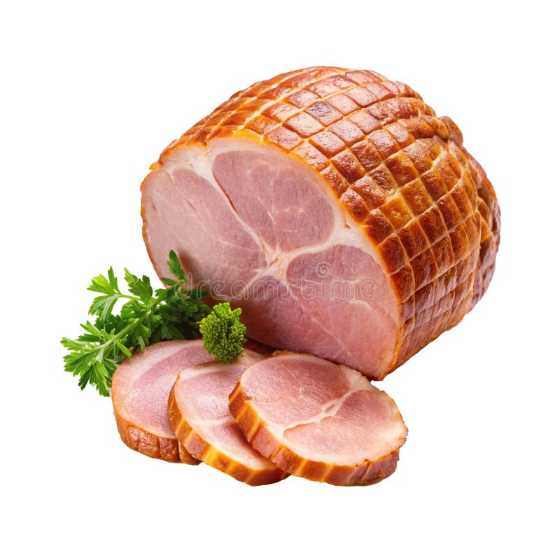Isolated Ham on a White Background Stock Photo - Illustration of lard ...