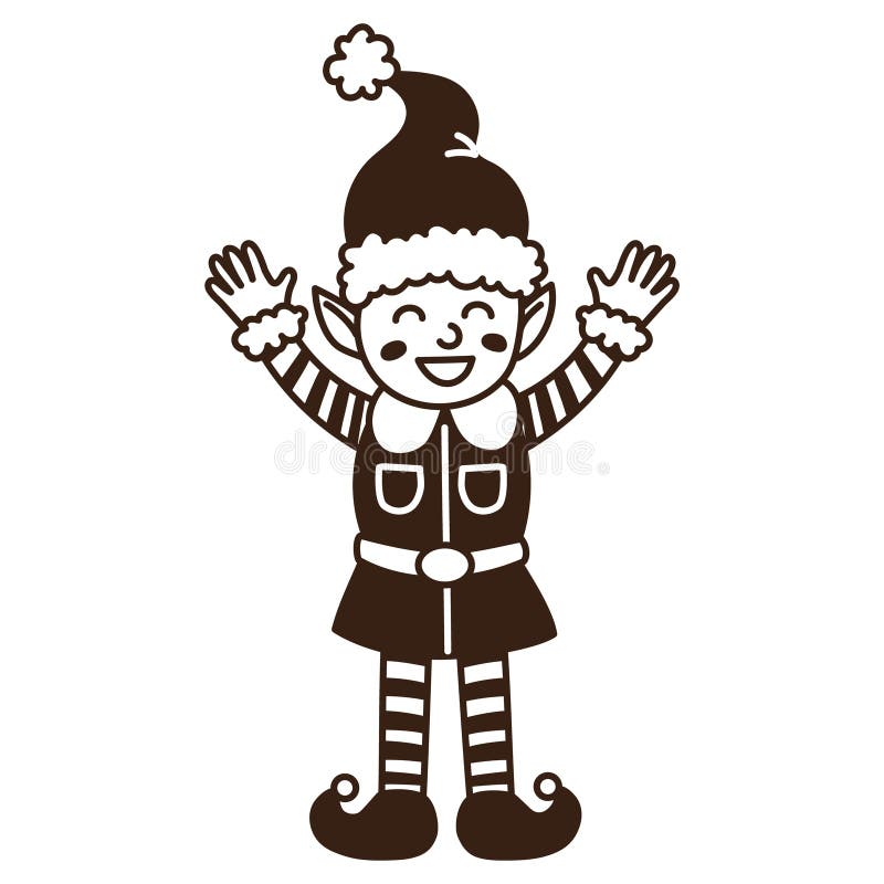 Isolated Hand Drawn Doodle Cute Smiling Elf. Stock Vector ...