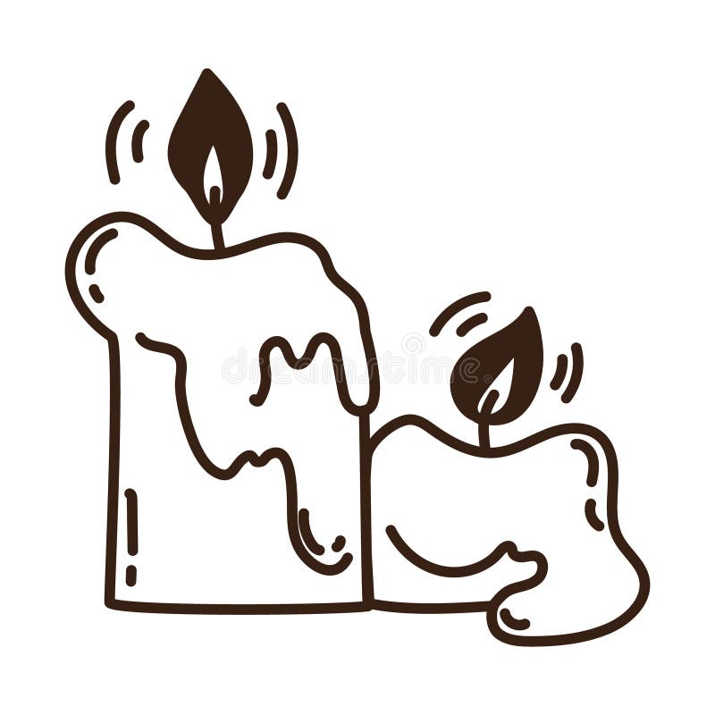 Isolated Hand Drawn Doodle Line Two Candles. Stock Vector ...