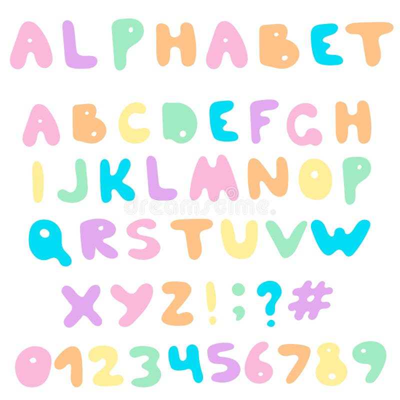 Isolated Hand-Drawn Vector Alphabet. Set with Colored English Letters ...