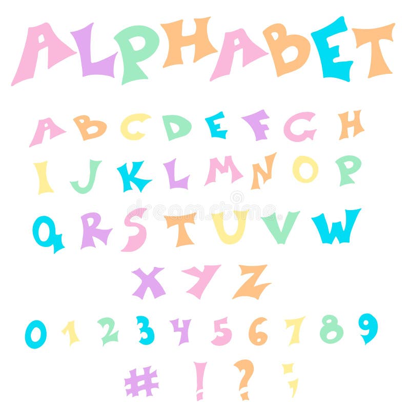Isolated Hand Drawn Vector Colorful English Alphabet. Stock Vector ...