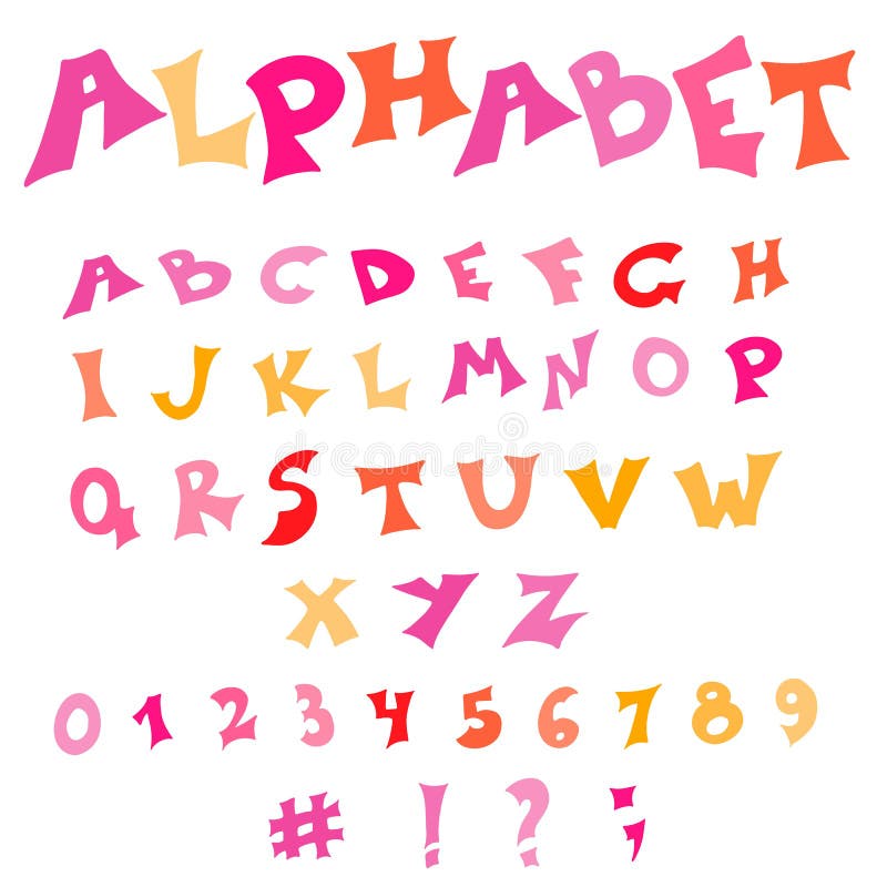 Isolated Hand Drawn Vector Colorful English Alphabet. Stock Vector ...