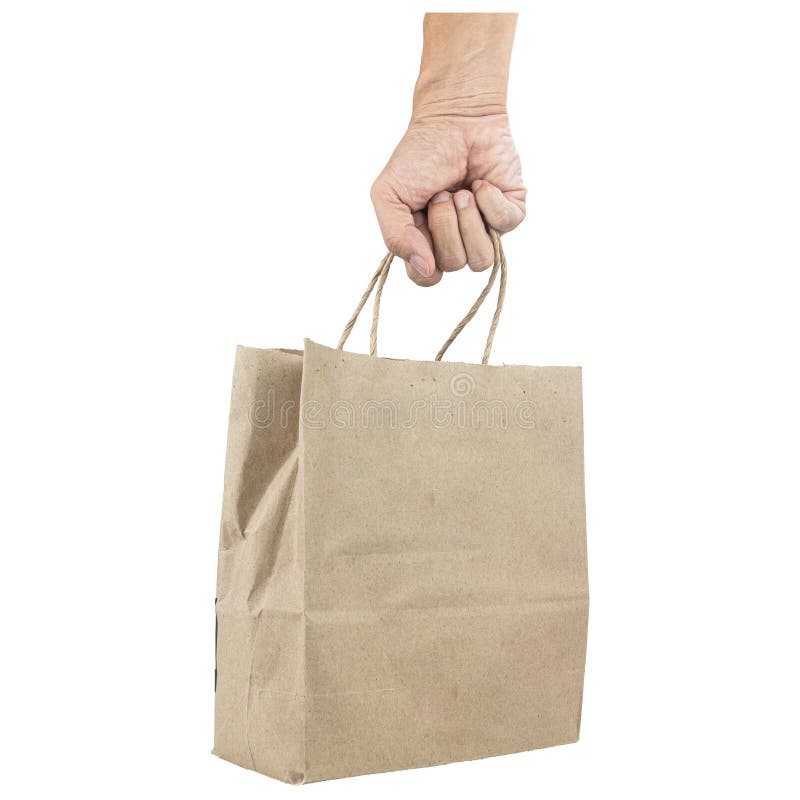 Isolated Hand Holding Paper Bag Stock Photo - Image of hold, retail ...
