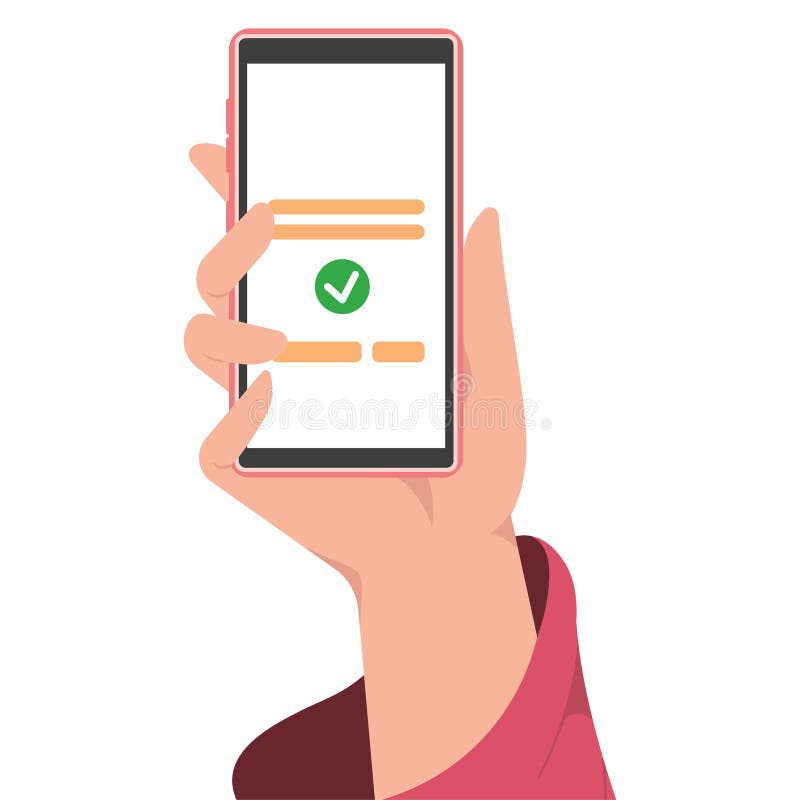 Isolated Hand Holding a Smartphone with Check App Vector Stock Vector ...
